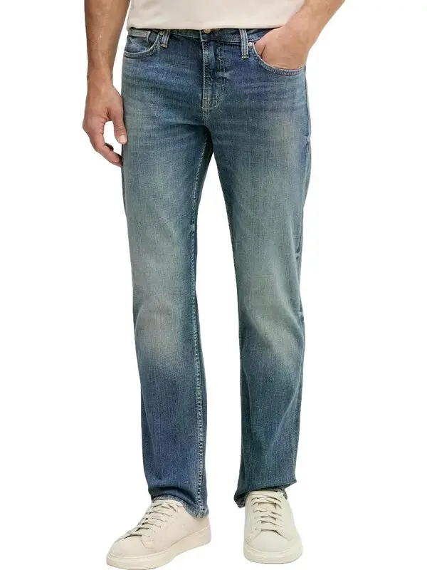 Guess Logo-patch Straight-leg Jeans - Blue