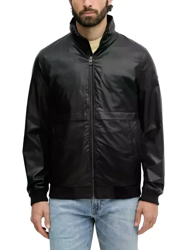 Guess Logo-plaque Zip-up Jacket - Black
