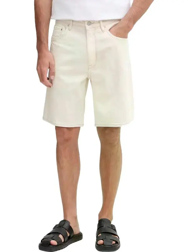 Guess Logo-patch Denim Shorts - Neutrals