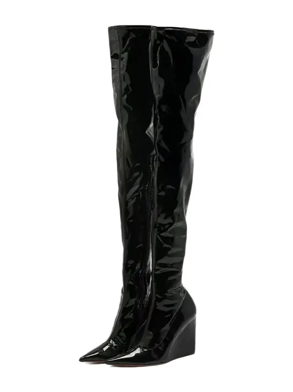 Amina Muaddi Over-the-knee Wedge Boots - Black