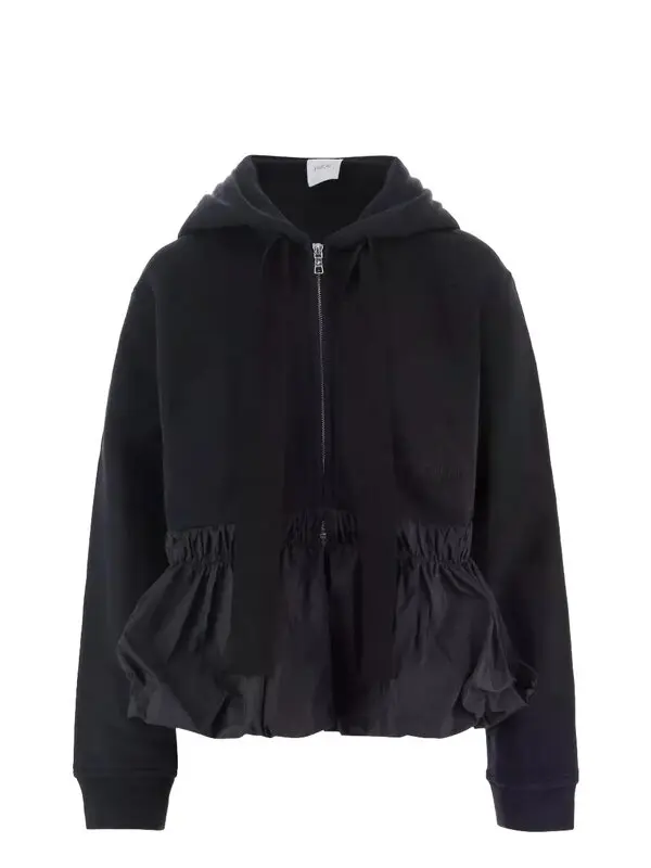 PATOU Ruffled Zip-up Hoodie - Black
