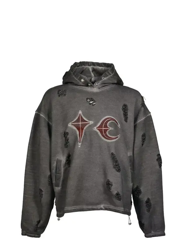 THUG CLUB Rock Distressed Hoodie - Grey