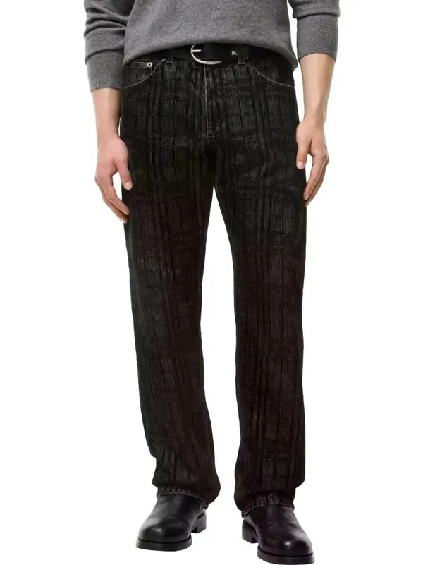 Burberry Check Flocked Straight Jeans - Black