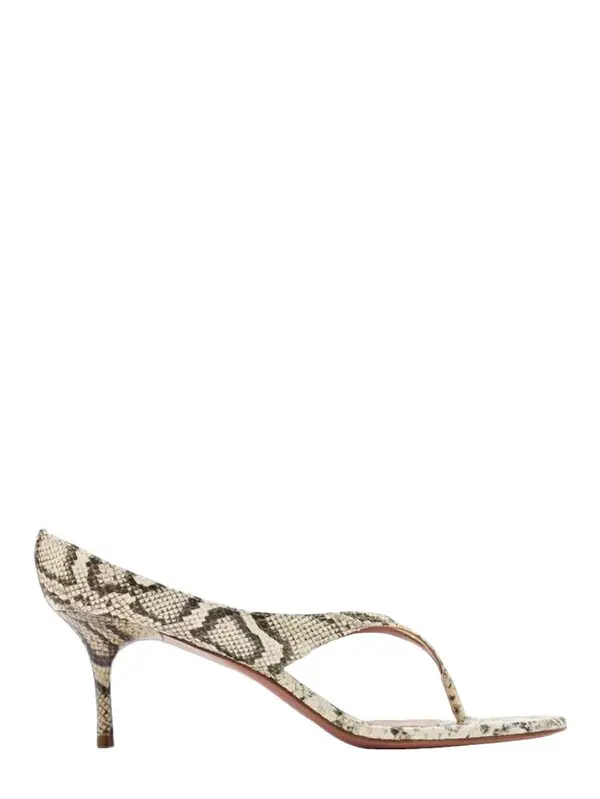 Amina Muaddi Alexandra Snake-print Thong Sandals - Neutrals