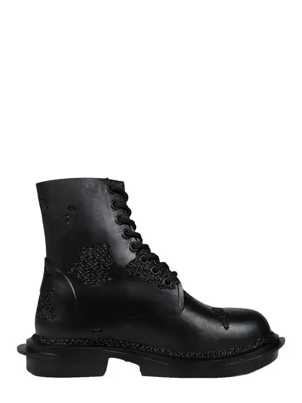 HYACYN 3d-print Lace-up Boots - Black