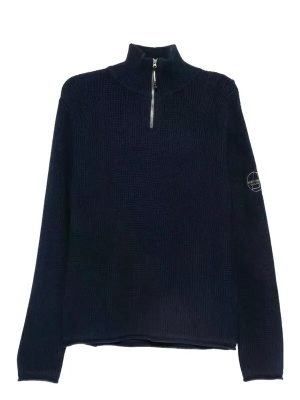 MURPHY&NYE Ribbed-knit Quarter-zip Sweater - Blue