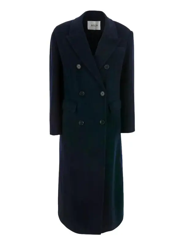 JUCCA Double-breasted Long Coat - Blue