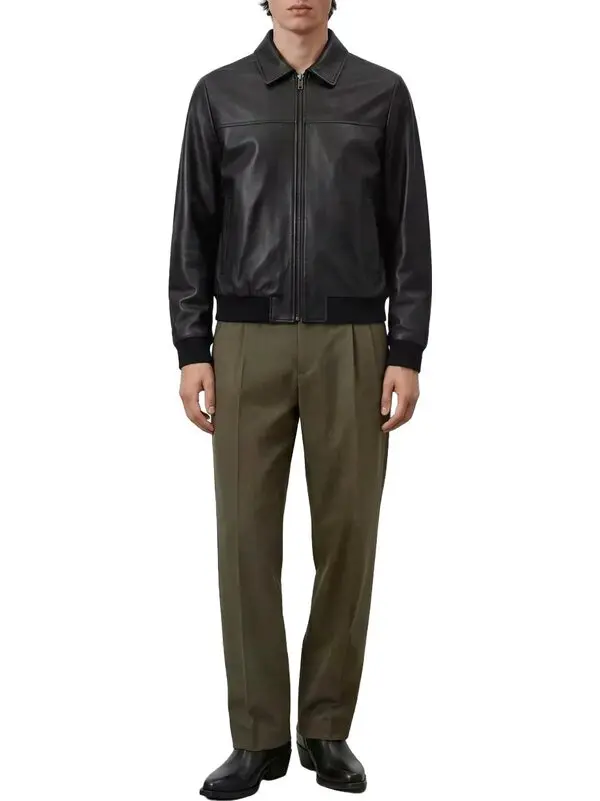 ALTUM Zip-up Leather Coat - Black