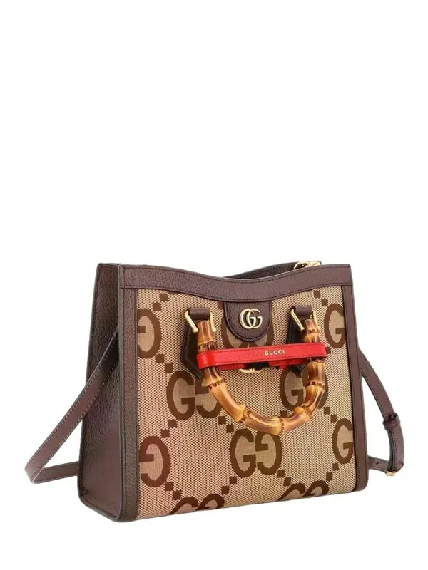 Gucci Diana Nm Bamboo Handle Jumbo Gg Canvas Small Tote Bag - Brown