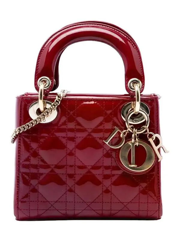 Dior 2017 Mini Patent Cannage Lady Satchel - Red