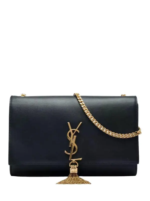 Saint Laurent 2017 Medium Smooth Calfskin Classic Monogram Kate Tassel Crossbody Bag - Black