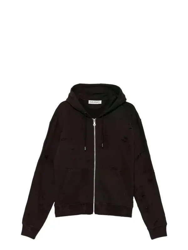 Our Legacy Rascal Distressed Zip-up Hoodie - Black