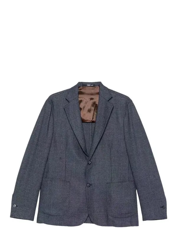 BARBA NAPOLI Check-pattern Blazer - Blue