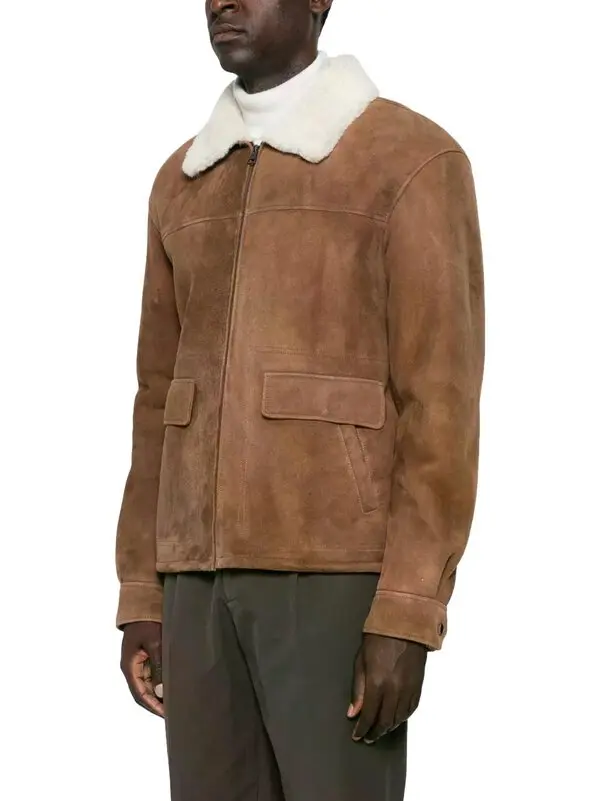 MANZONI 24 Shearling-collar Zip-up Jacket - Brown