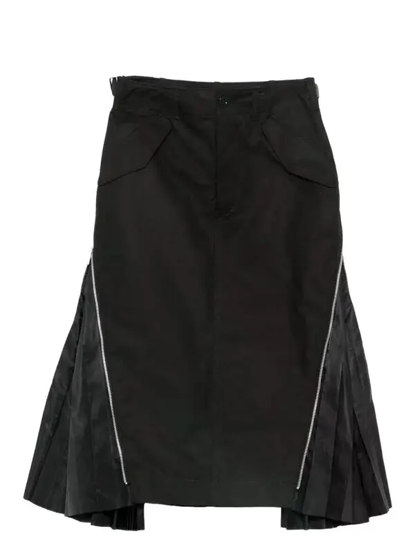 Sacai Zip-detail Pleated Midi Skirt - Black