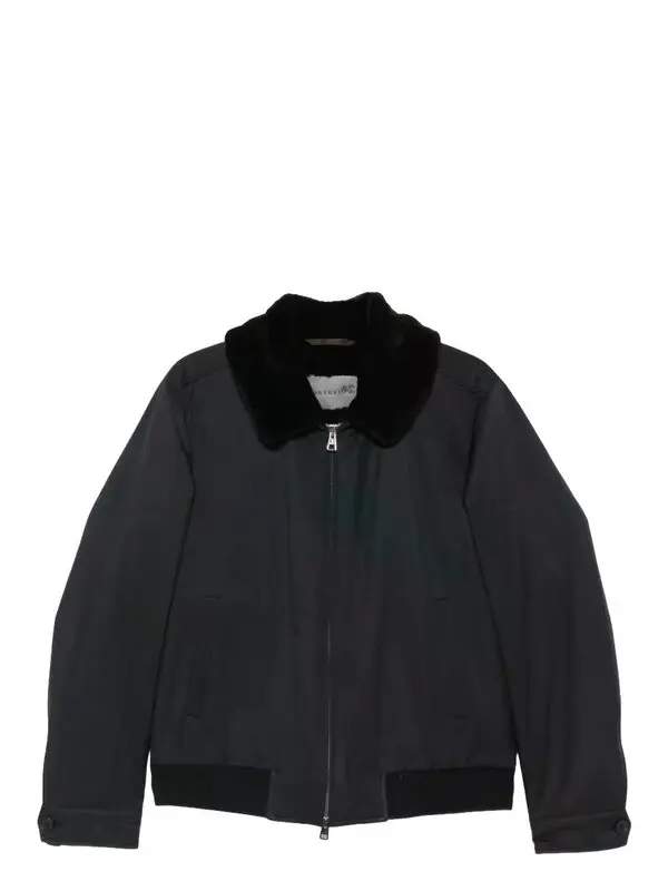 MANZONI 24 Shearling-collar Zip-up Jacket - Black