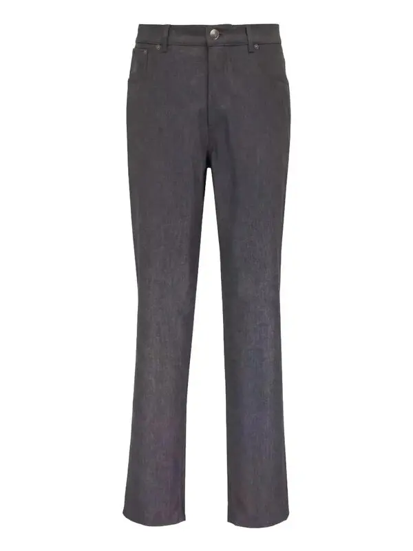 Brunello Cucinelli Logo-patch Straight-leg Trousers - Grey