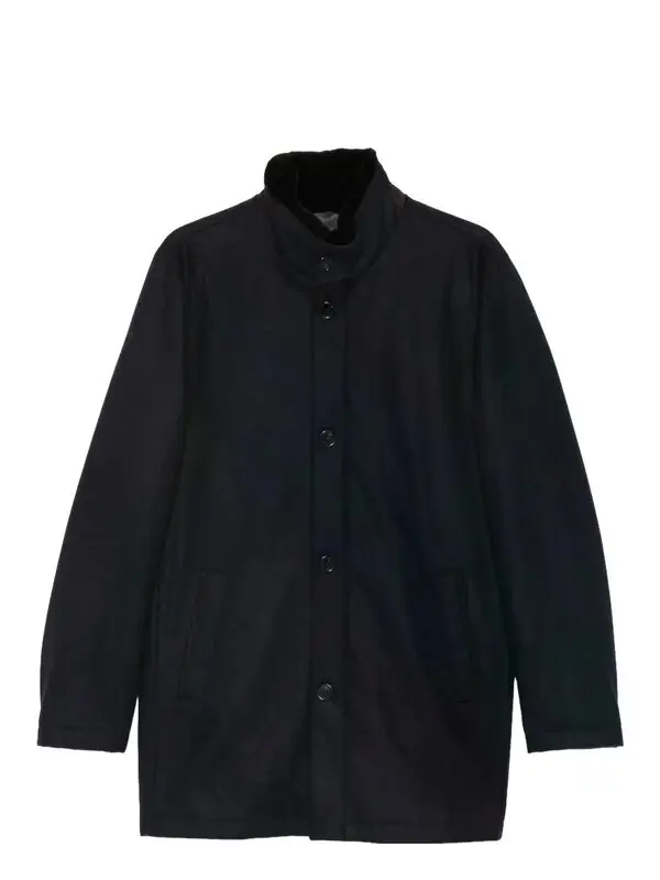 MANDELLI Fur-trimmed High-neck Coat - Blue