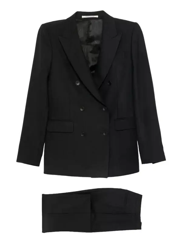 Tagliatore Double-breasted Peaked-lapel Suit - Black