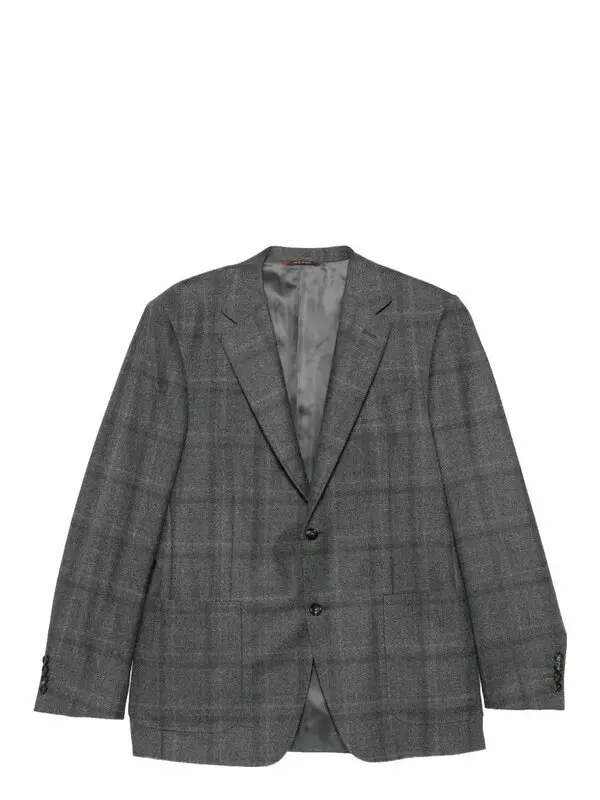 Canali Check-pattern Single-breasted Blazer - Grey