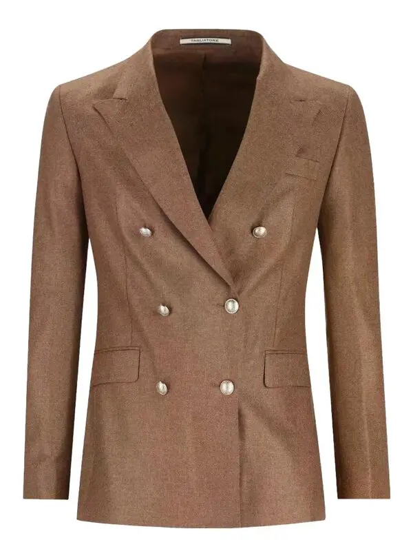 Tagliatore Double-breasted Peak Lapel Blazer - Brown