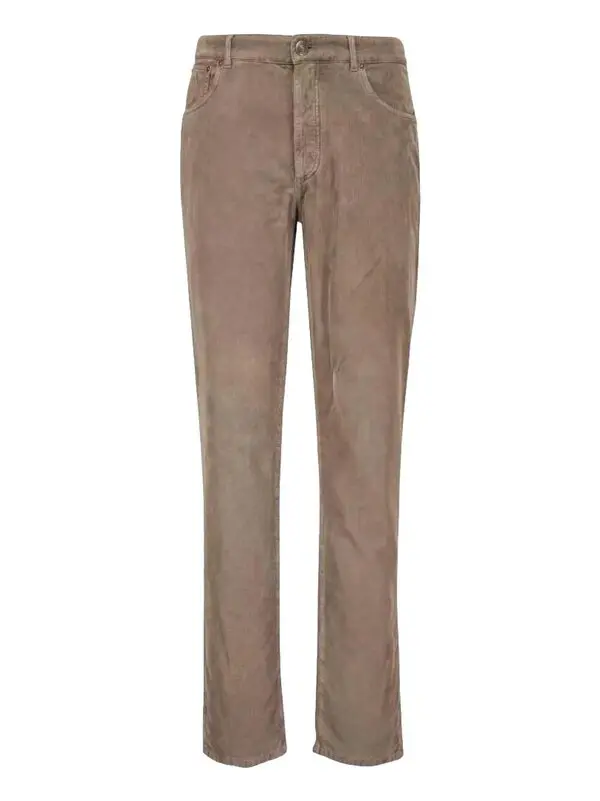Brunello Cucinelli Corduroy-effect Five-pocket Cotton Trousers - Brown
