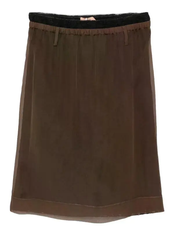 N°21 Lace-trim Midi Skirt - Brown