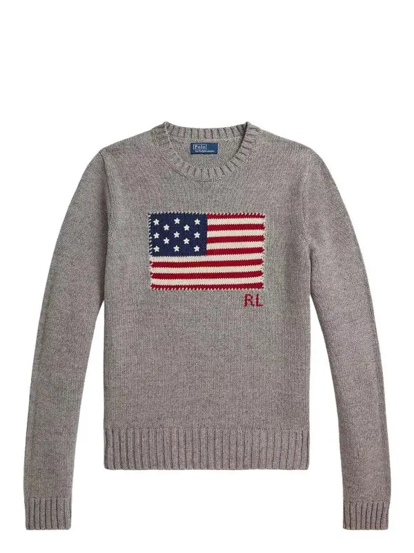 Polo Ralph Lauren Cotton Flag Crewneck Pullover - Grey