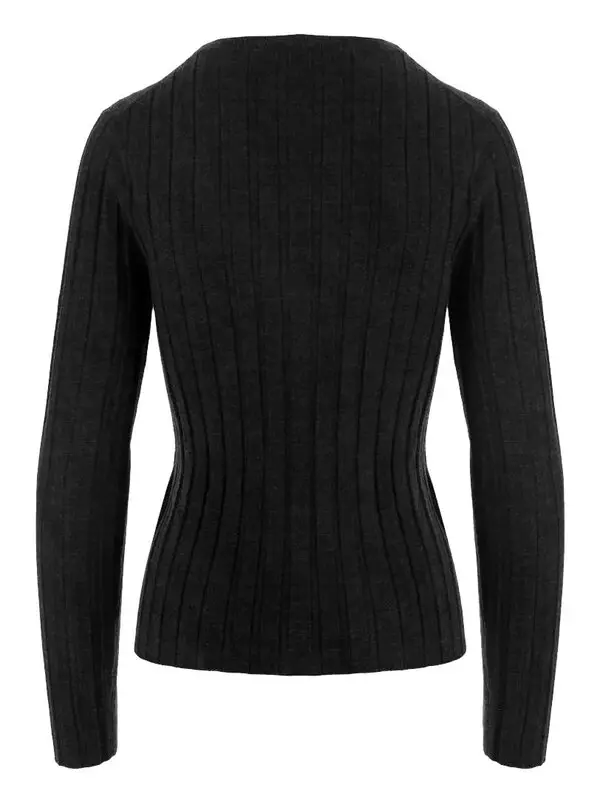 ALLUDE Ribbed Fine-knit Sweater - Grey