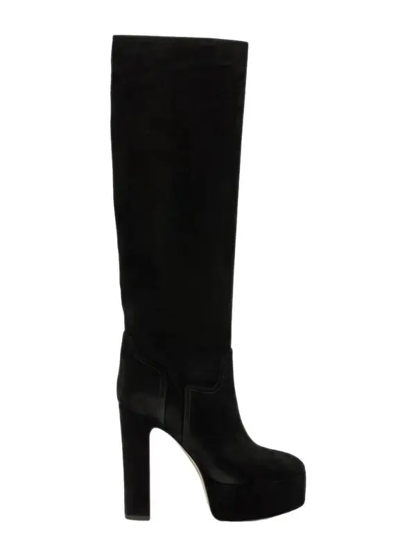Casadei Renna Suede Platform Knee-high Boots - Black
