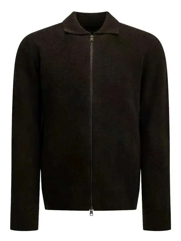 Tagliatore Zip-up Collared Cardigan - Brown