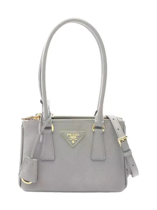 Prada Saffiano Lux Galleria Double Zip Satchel - Grey