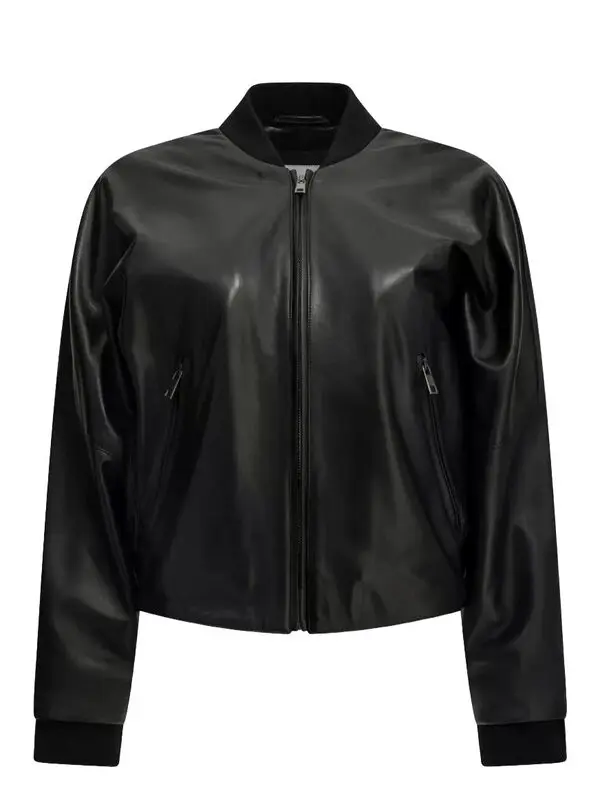 SEMPER Leather Bomber Jacket - Black