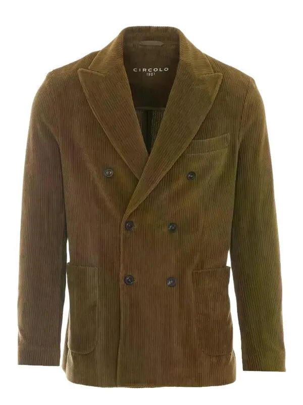 CIRCOLO 1901 Double-breasted Corduroy Blazer - Green
