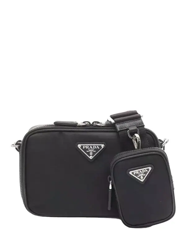 Prada 2013-2026 Medium Saffiano Trimmed Re Nylon Brique Satchel - Black