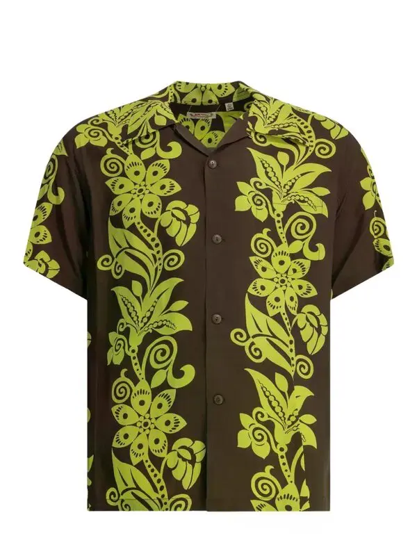SUN SURF Floral-print Short-sleeve Shirt - Brown