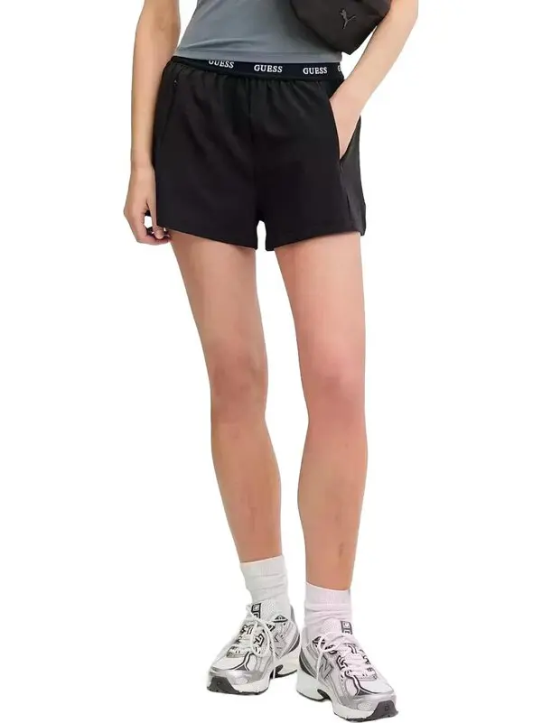Guess Logo-waistband Shorts - Black