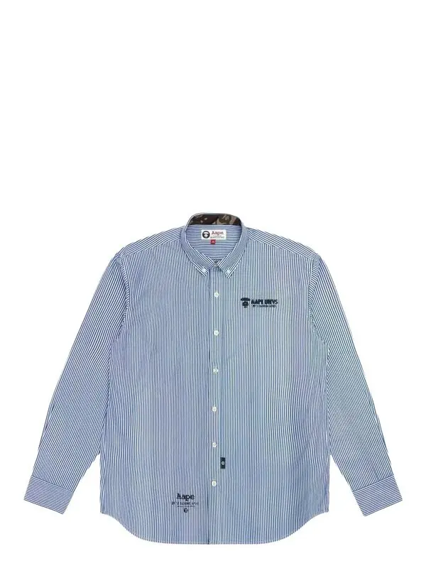 AAPE BY *A BATHING APE Logo-embroidered Striped Shirt - Blue