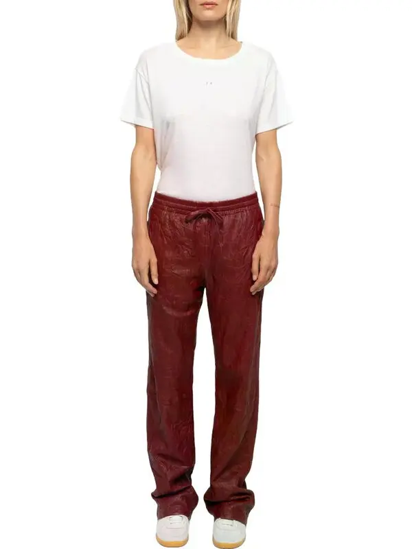 Zadig&Voltaire Crinkled Leather Jogger Pants - Red