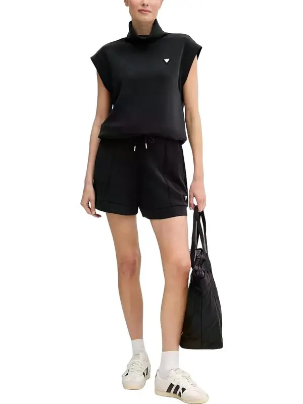 Guess Funnel-neck Logo-plaque Top - Black