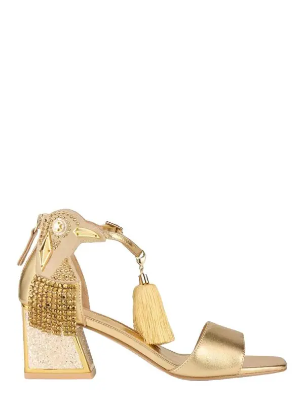 KAT MACONIE Kay Tassel-embellished Glitter-block Sandals - Gold