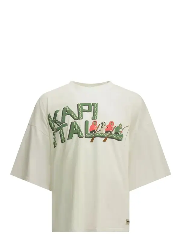Kapital Graphic-print Mesh-back T-shirt - Neutrals
