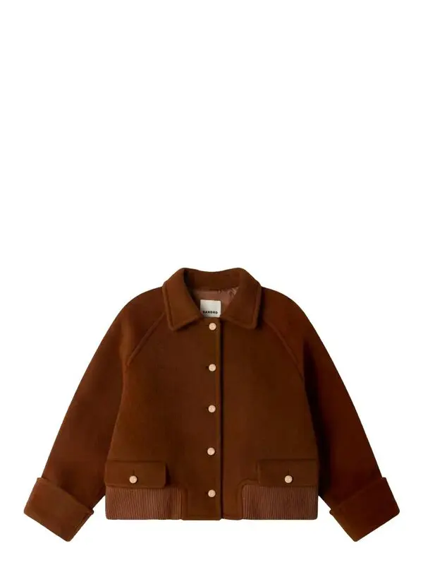 Sandro Button-up Wool-blend Jacket - Brown