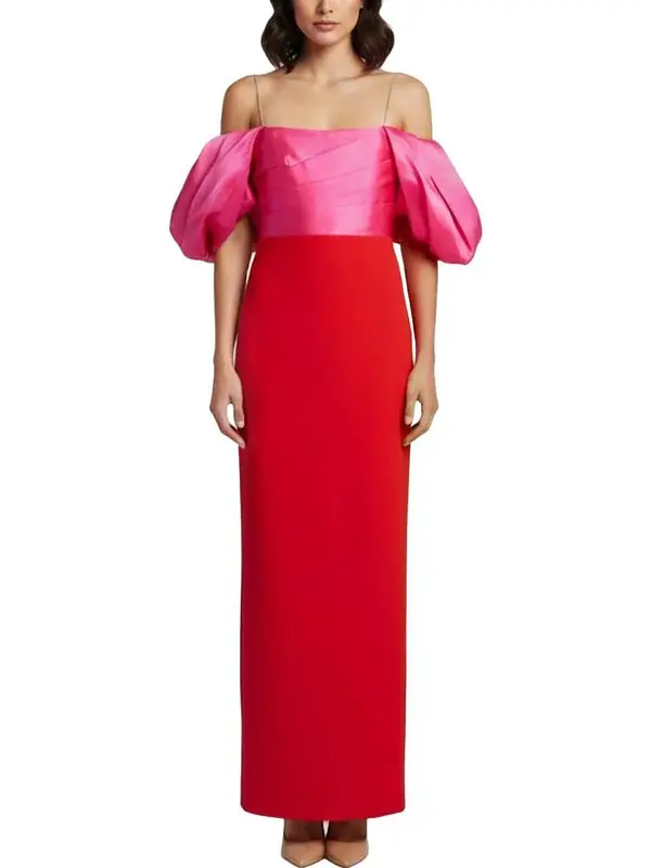 Solace London Puff-sleeves Maxi Dress - Red