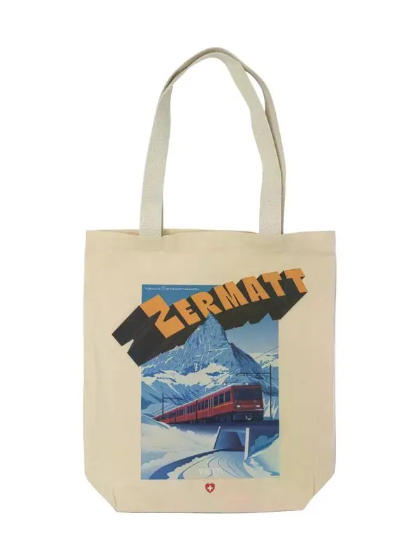 VIETTI MERCHANDISE Zermatt Train-print Tote Bag - Neutrals