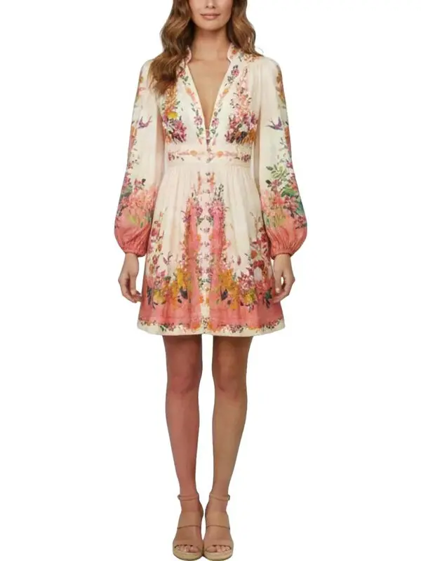 Zimmermann Tropicana Floral-print Mini Dress - Neutrals