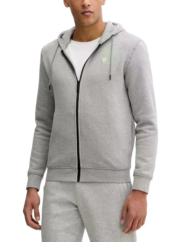 Guess Logo-plaque Zip-up Hoodie - Grey
