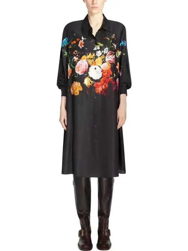 Dries Van Noten Viscose Shirt Dress - Black