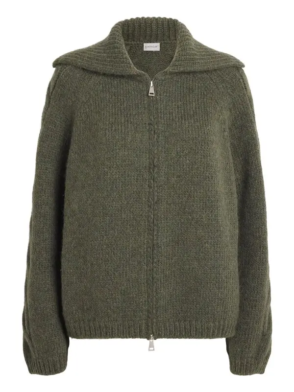 Moncler Wool-blend Zip-up Cardigan - Green