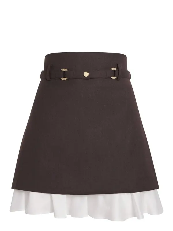 Sandro Wool-blend 2-in-1 Mini Skirt - Brown